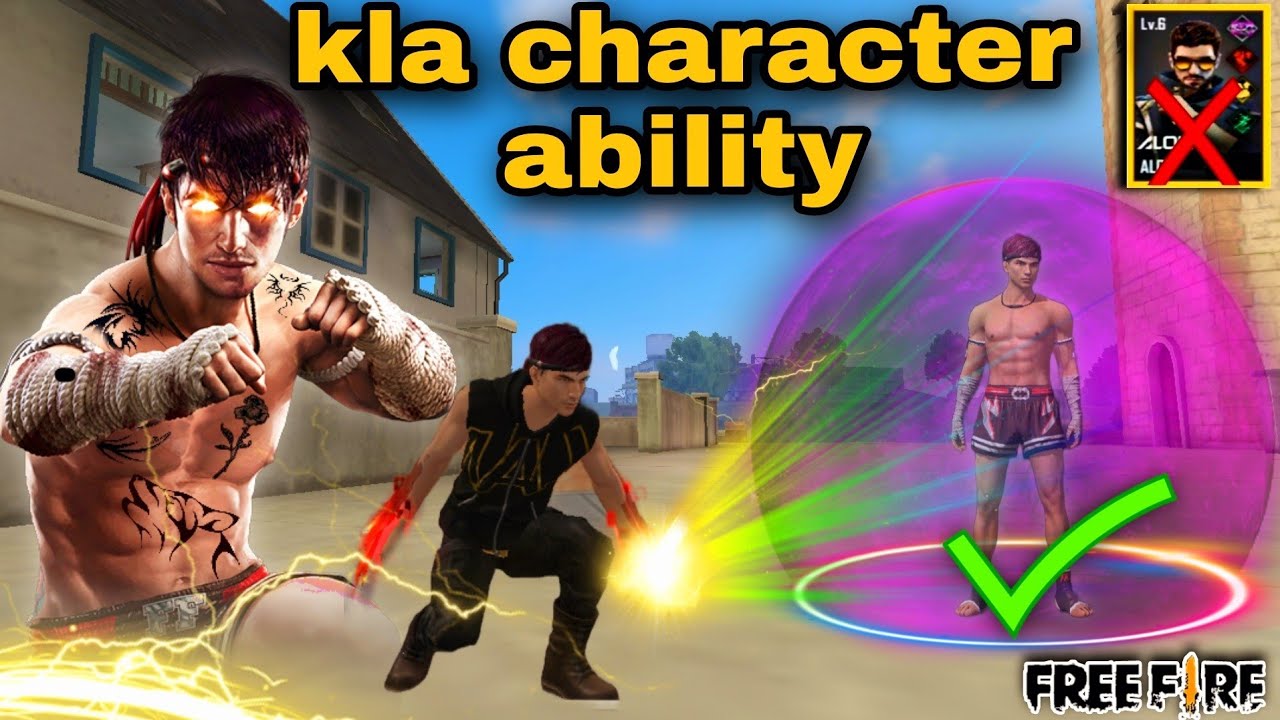 kla character ability in free fire//ff kla character skill ability test ...