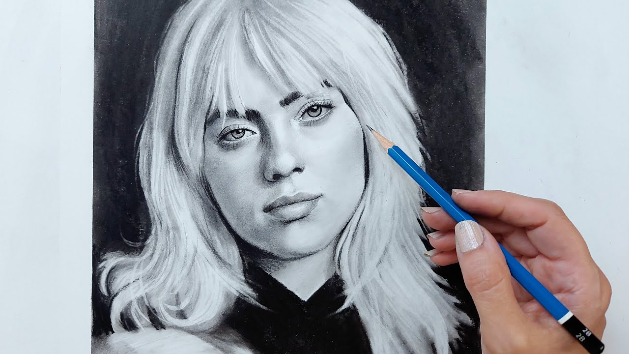 Portrait Drawing Tutorial for Beginners | Charcoal Drawing | Billie ...