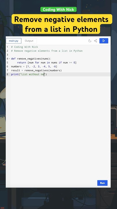 Remove negative elements from a list in Python #phython #pythonprogramming #coding #htmlcss ...