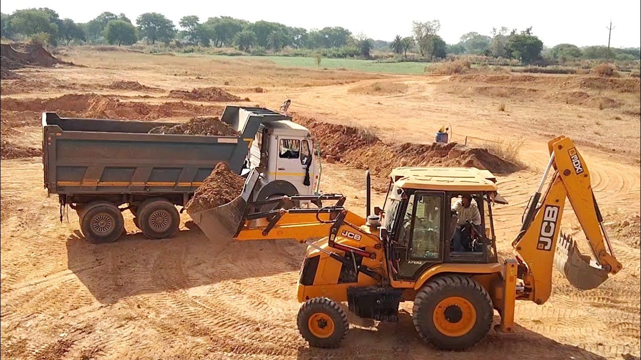 JCB 3dx Backhoes Loading Murum And Mud In Tata 2518 Truck Tata Hyva ...