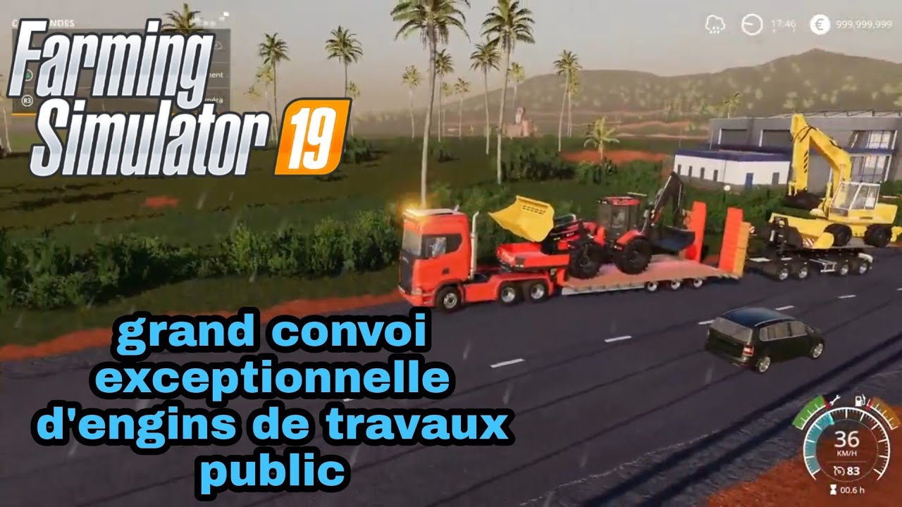 FS19 TP GRAND CONVOI EXPECTIONELLE D‘ENGINS DE TRAVAUX PUBLIC - YouTube
