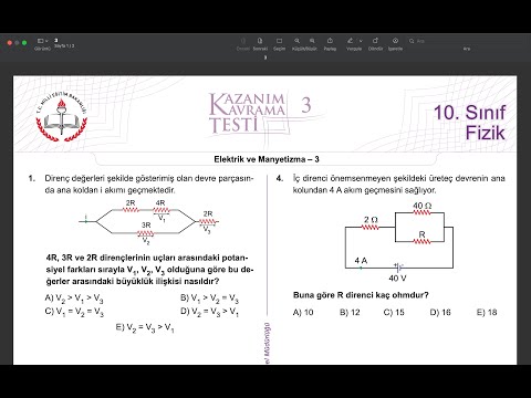 10.SINIF FİZİK KAZANIM TEST 3 ÇÖZÜM (2022-2023)