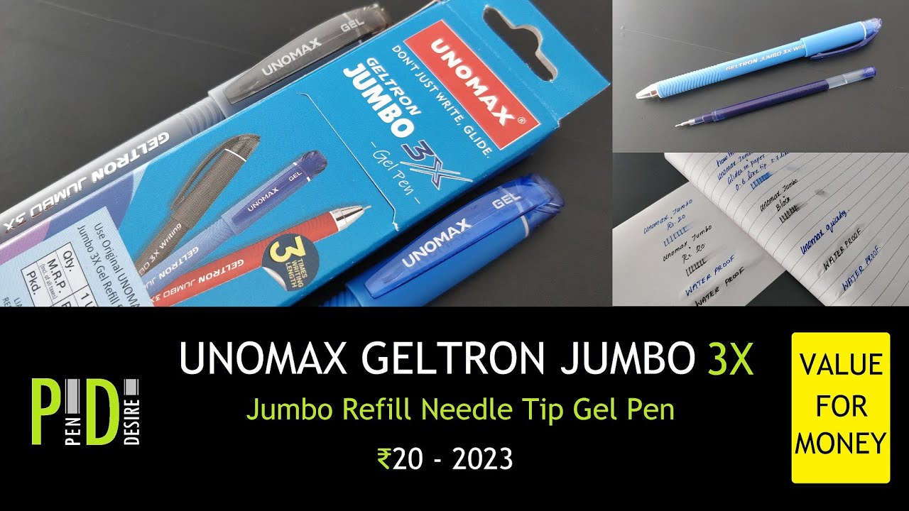 Unomax Geltron jumbo Gel Pen an INR 20 Pen - 585 - YouTube