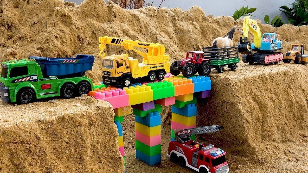 Build Bridge Blocks Toys Construction, Excavator, Tractor, Dump Truck ...