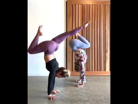 Young Gymnast Girls Showing their stretching skills