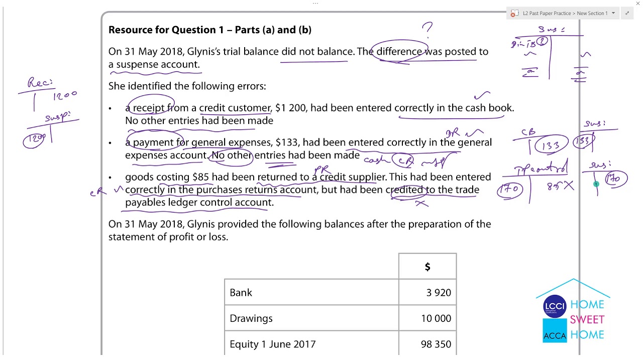 Level 2 Bookkeeping and Accounting June 2018 No.1 - YouTube