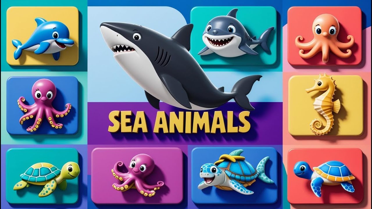 "Sea Animals Name Song with Sounds for Kids | Learn 15 Ocean Animals ...