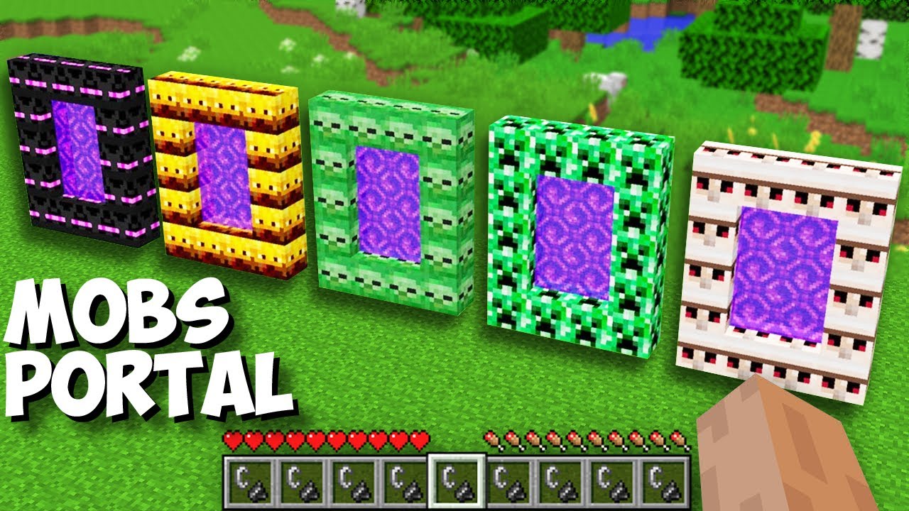 I build 5 NEW MOBS PORTAL in Minecraft ! Creeper Golem Zombie Enderman ...