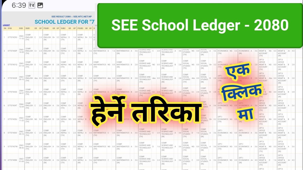 How to see SEE Ledger 2081 || SEE All Students Result Ledger - YouTube