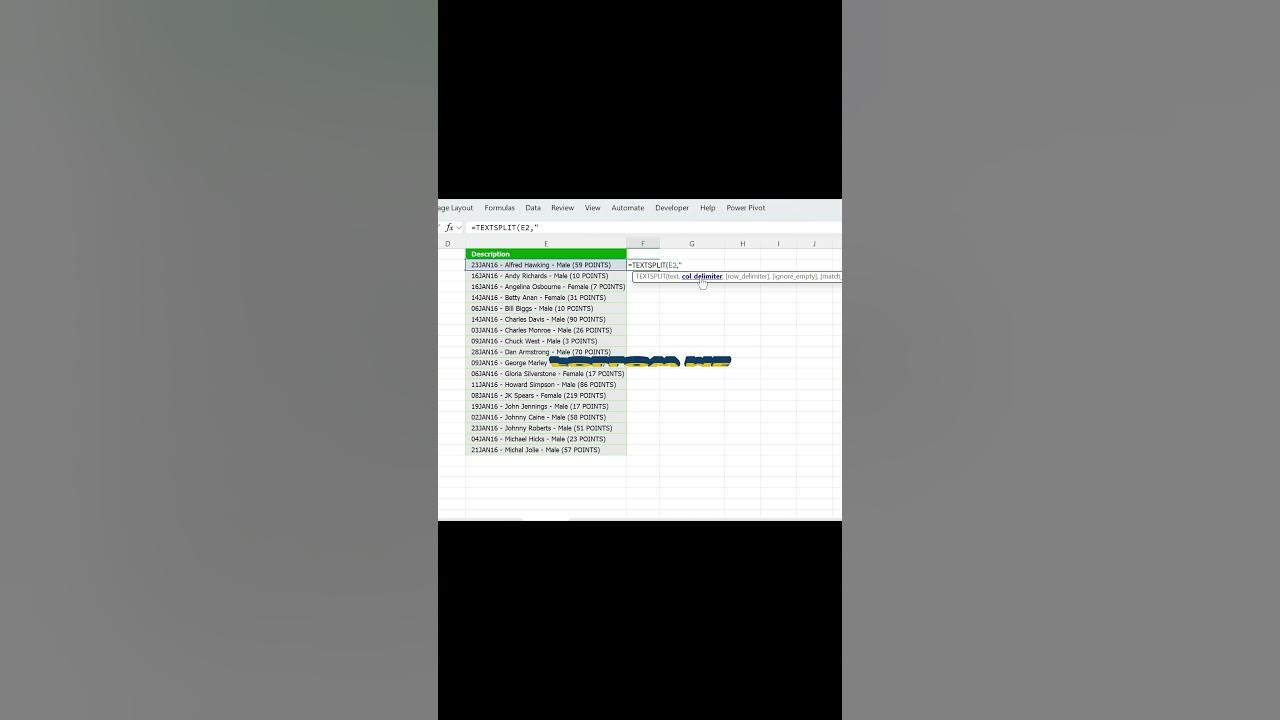 Textsplit Function In Microsoft Excel Exceltips Exceltutorial Excelfansonly Dataanalysis 