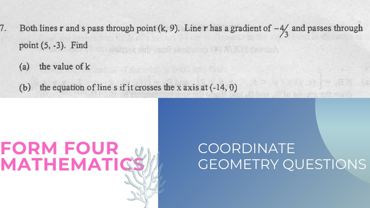 coordinate geometry , form 4 Questions - YouTube