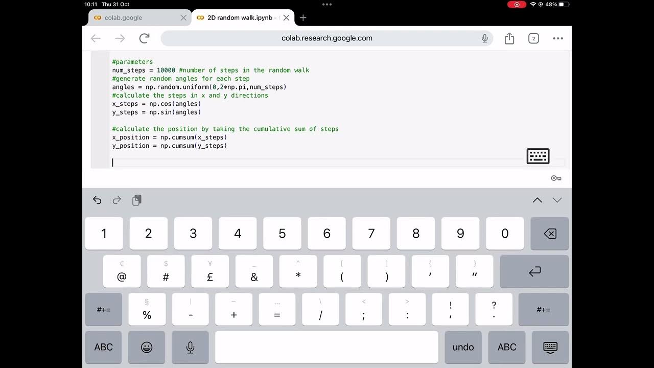 2D random walk python code - YouTube