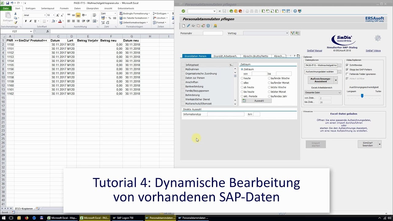 SimDia² Tutorial 4: SAP-Daten mit Excel-Funktionen gezielt bearbeiten ...