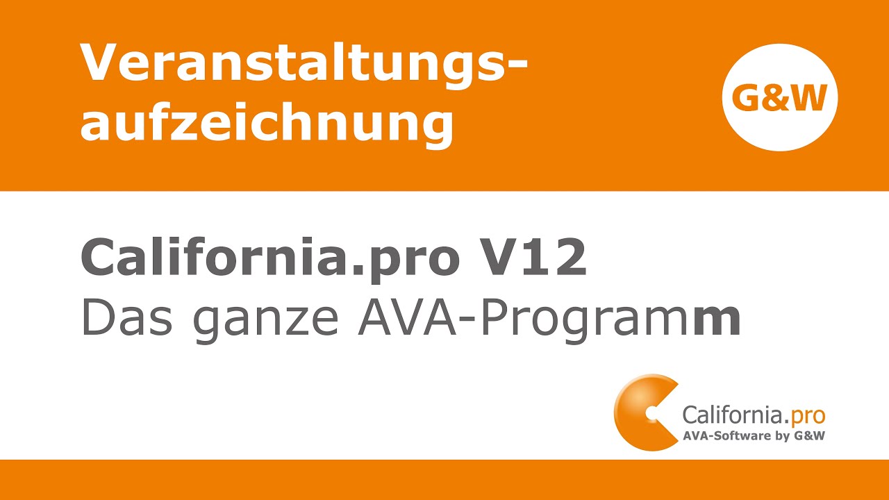California.pro V12 | Das ganze AVA-Programm | Software von G&W - YouTube