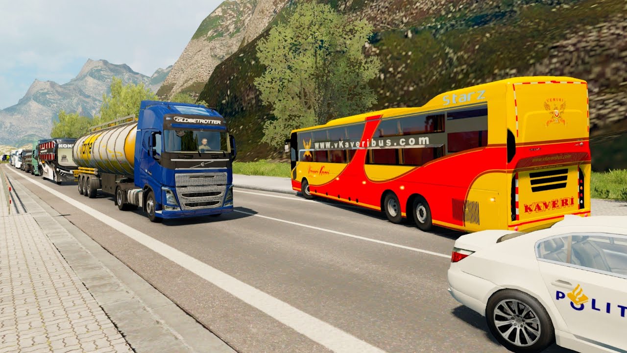 Volvo Starz Kaveri Travels Bus Driving in Heavy Traffic | ETS2 GAMEPLAY ...