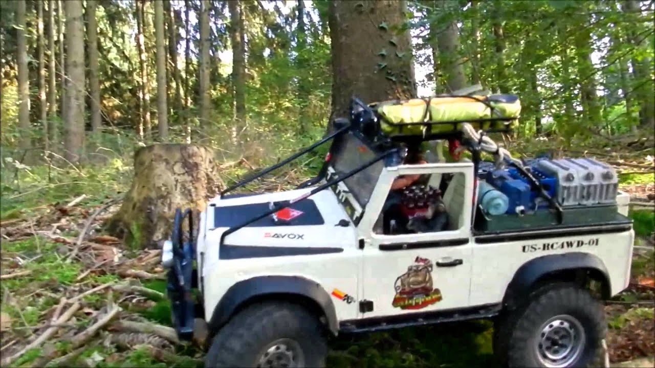 Axial SCX 10 Defender D90 in the forest - YouTube