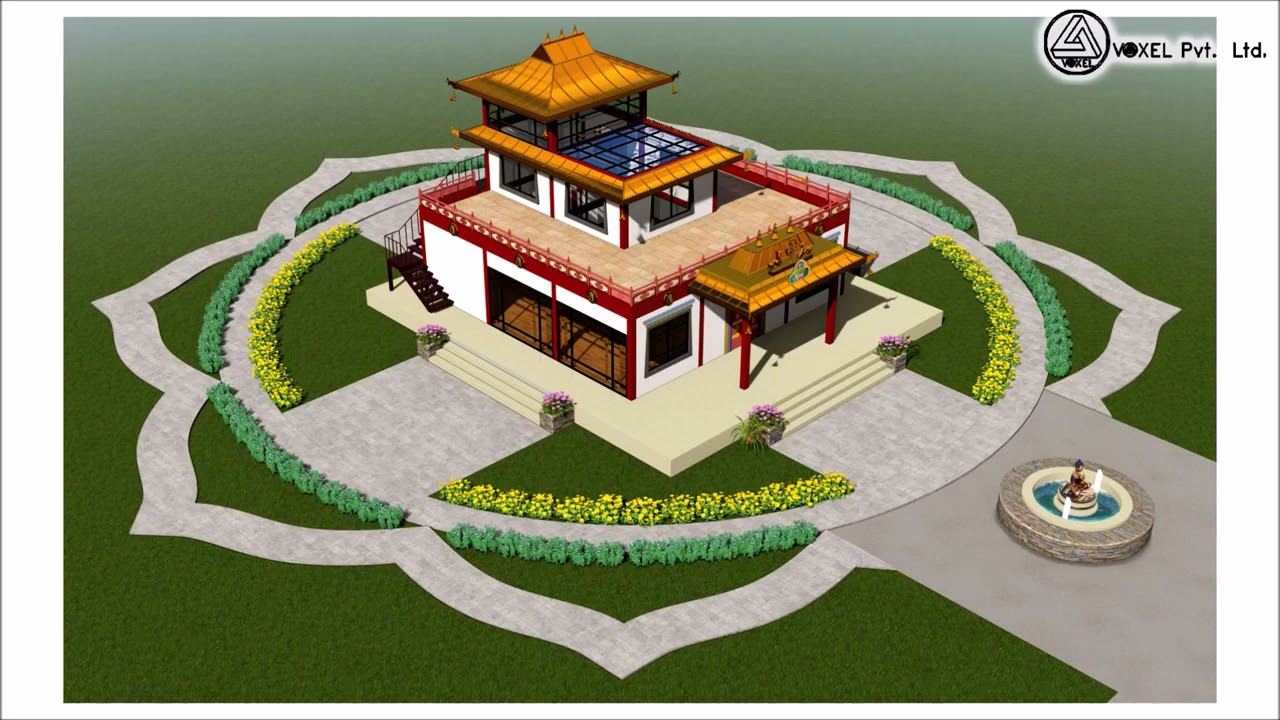 Architectural Design of Gompa(Monastery) Architecture (Tara Meditation ...