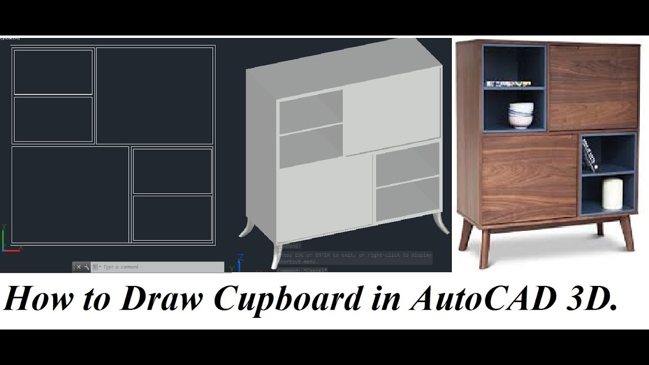 How to draw Cupboard in AutoCAD 3D, and Render for Beginners, #how_to ...