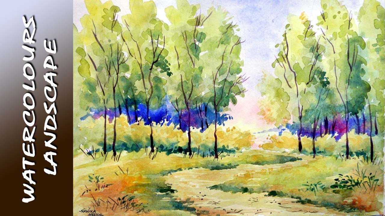 Simple Landscape Tutorial Beginners | वाटरकलर लैंडस्केप ट्यूटोरियल ...