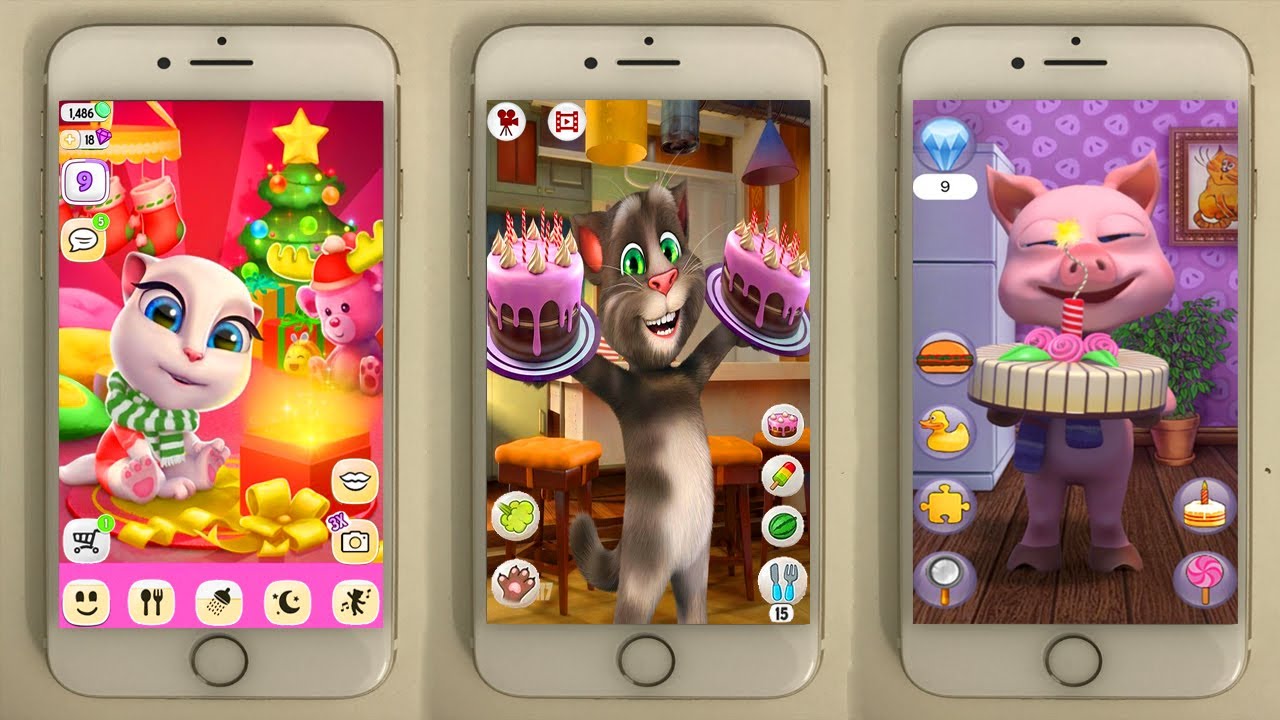 My Talking Angela Vs Talking Tom Cat Vs Pocket Piglet by Outfit 7 ...