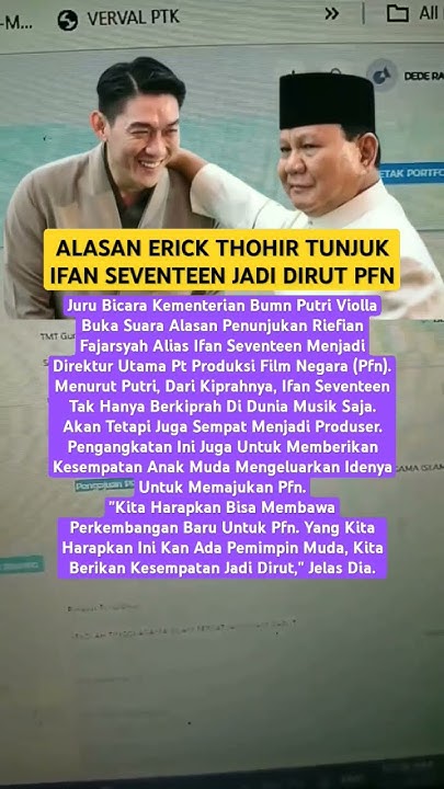 ALASAN ERICK THOHIR TUNJUK IFAN SEVENTEEN JADI DIRUT PFN #shorts #trending #ifanseventeen # ...