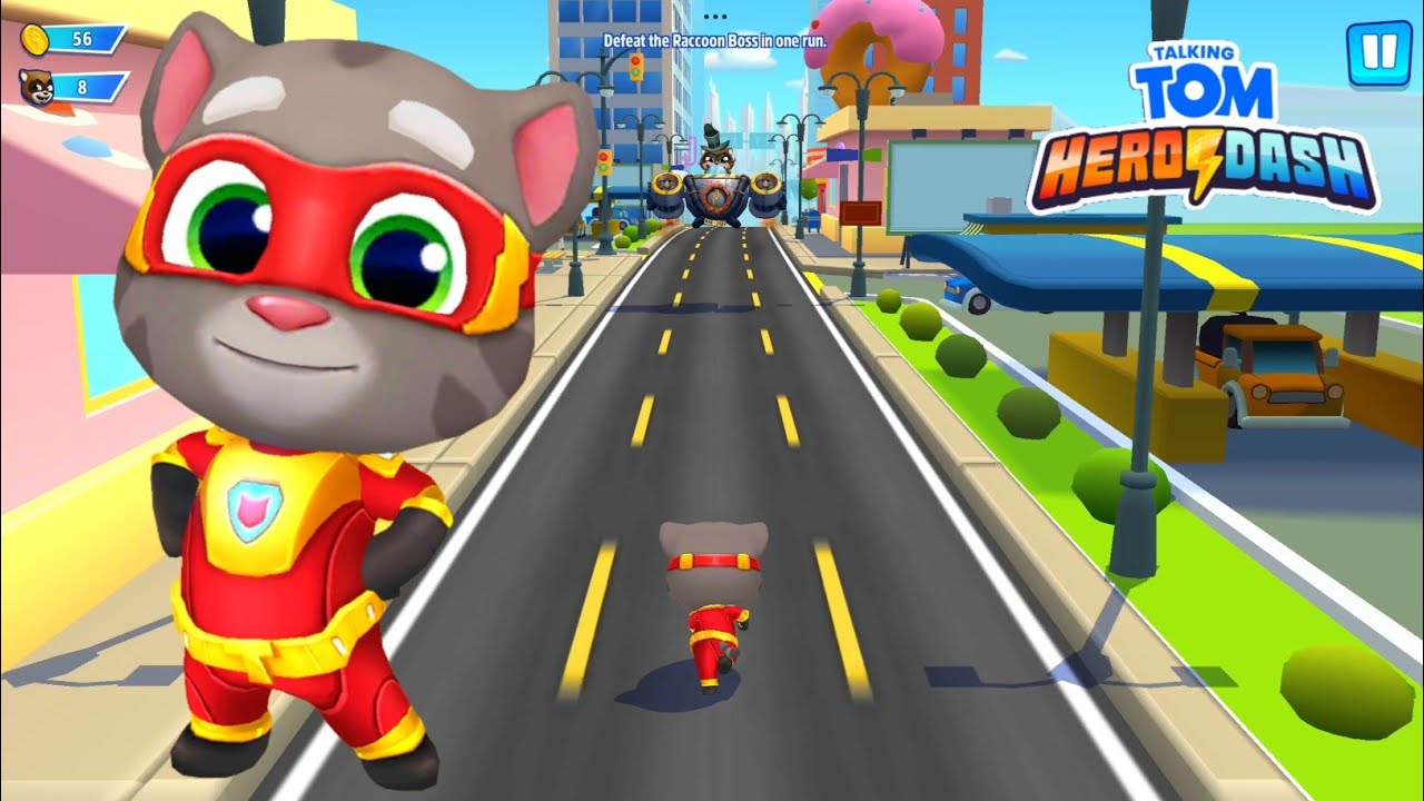 Talking Tom Hero Dash - Super Tom - Boss Fight - Full Screen Walkthrough - OutFun Gameplay ...