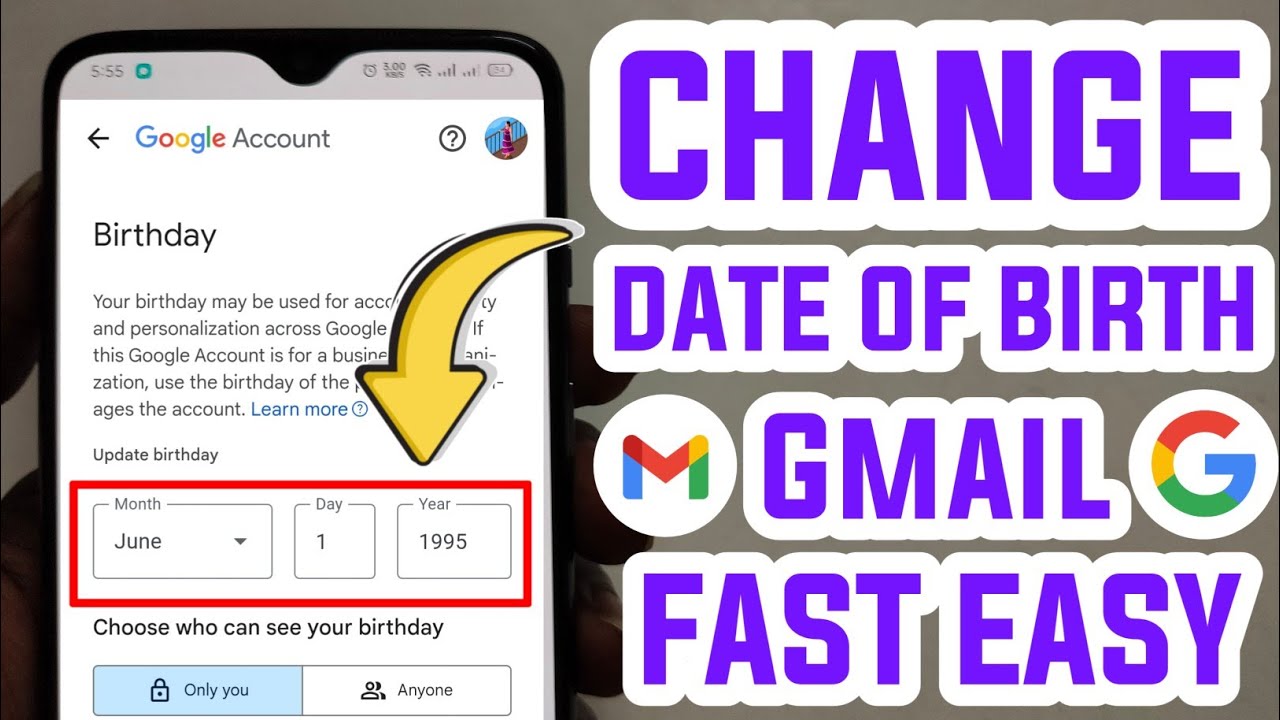 HOW TO CHANGE DATE OF BIRTH GMAIL // Google [New update] Fix 2024 EASY ...