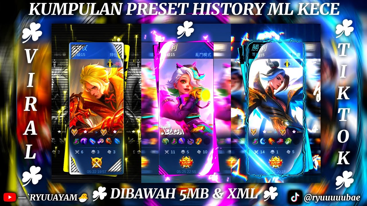 KUMPULAN PRESET HISTORY ML KECE VIRAL TIKTOK🛸 ][ DJ LAGUNYA YANG ENAK ...