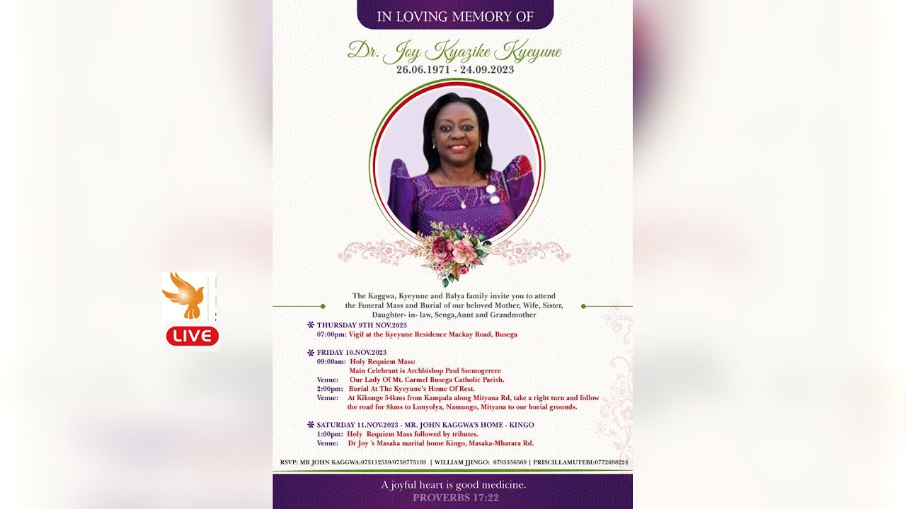 IN LOVING MEMORY OF DR.JOY KYAZIKE KYEYUNE (1971 - 2023) - YouTube