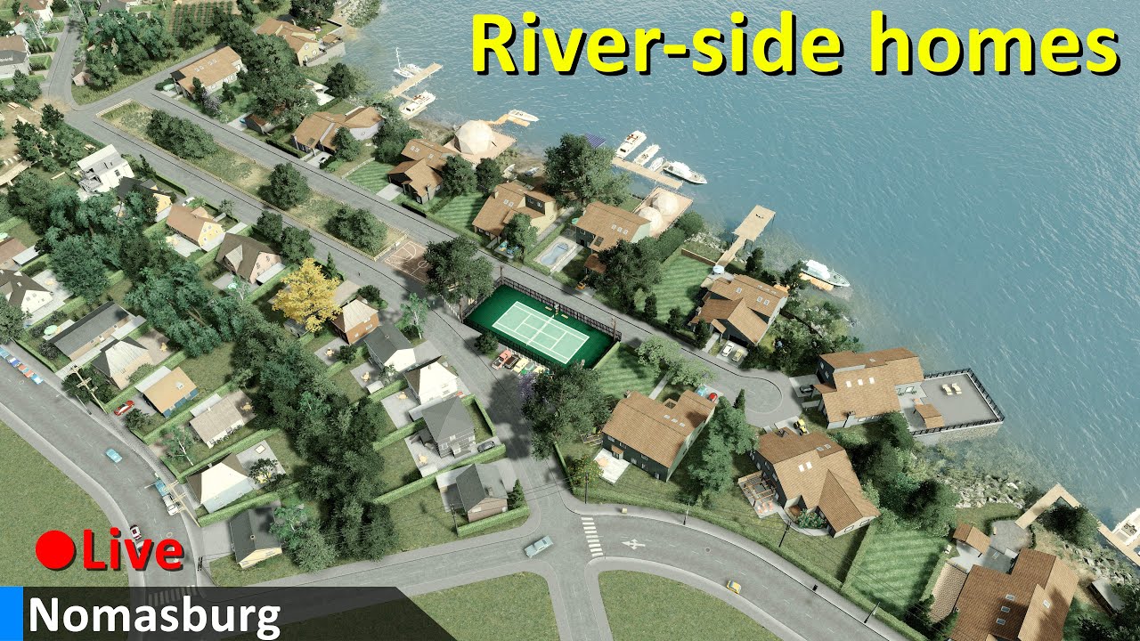 Building riverside homes - Cities Skylines: Nomasburg [LIVE] - YouTube
