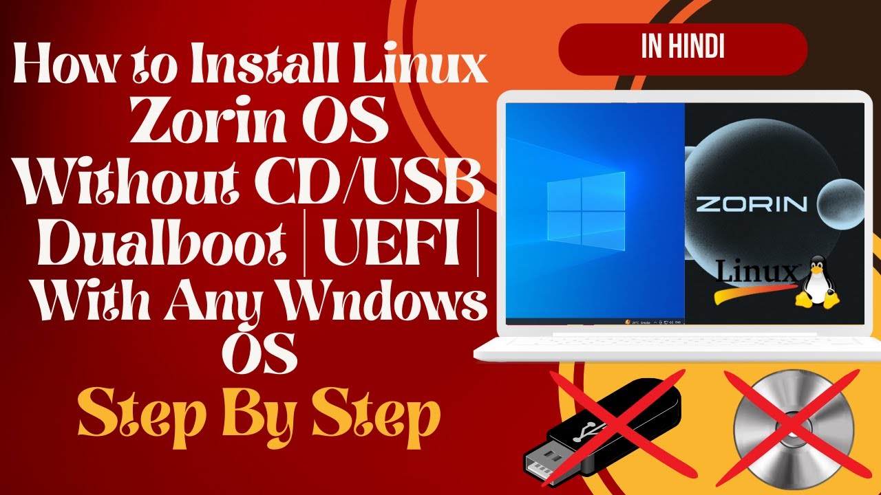 🐧how To Install Linux Zorin Os🚀 Without Cd Or Usb Dual Boot Uefi Step By Step Techindia4u