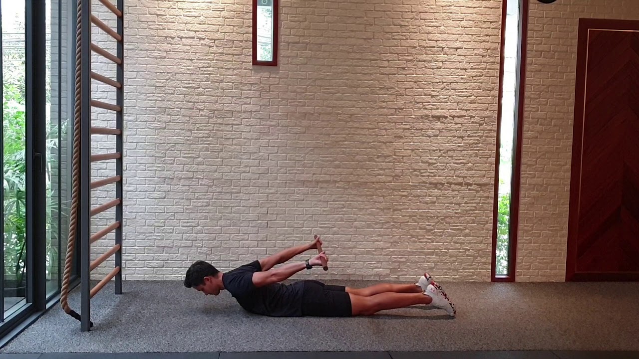 Prone Shoulder Extension | Dowel - YouTube