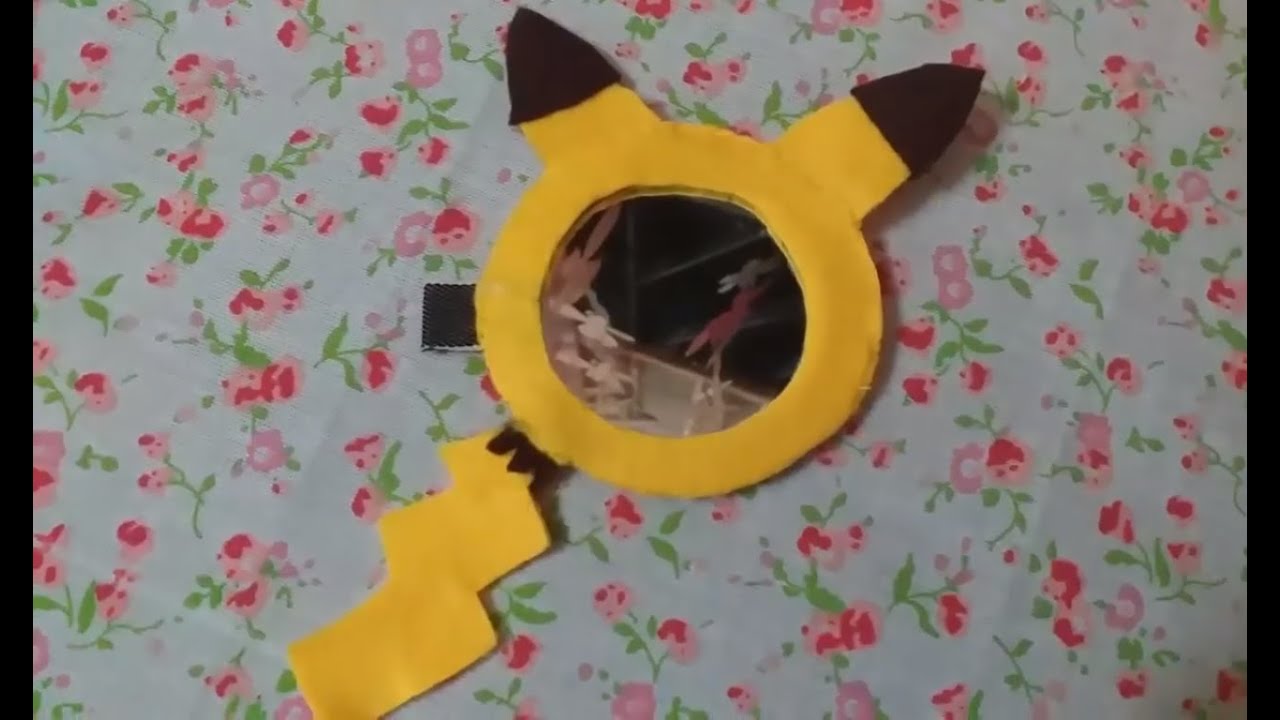 i making felt mirror pikachu keychain - YouTube