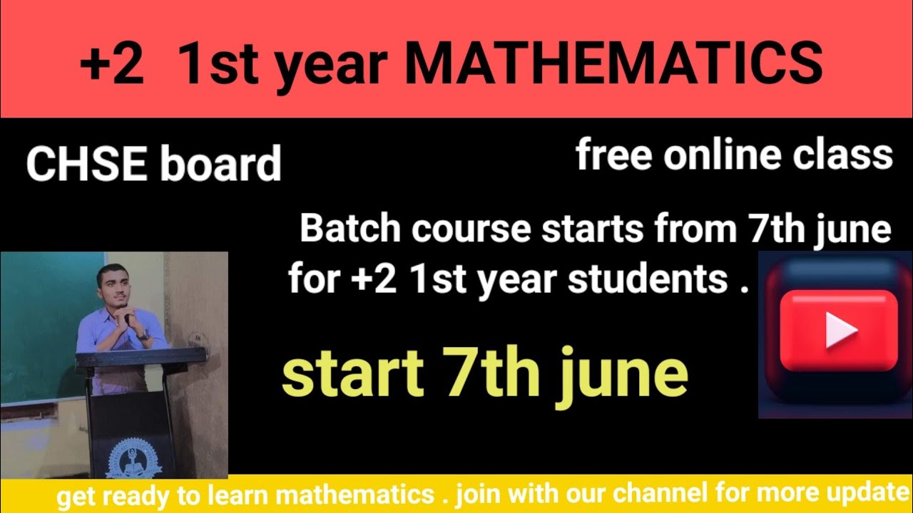 +2 1st year mathematics regularl class. free of cost and fully complete ...