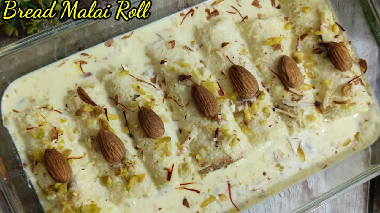 Quick & Easy Bread Malai Roll | Malai Bread Dessert | Bread Malai Roll ...