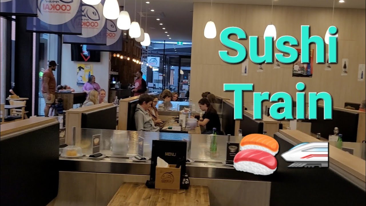 Eating at a Sushi Train Restaurant, Cookai in Christchurch, New Zealand ...