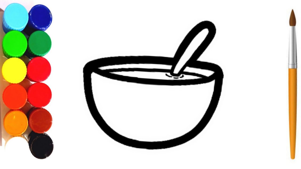 How to Draw soup in a Bowl For Kids and Coloring | Drawing for kids ...