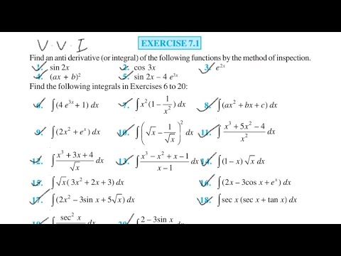 12TH INTEGRATION MATH |CHAPTER EXCERCISE 7.1| Integration formula video ...