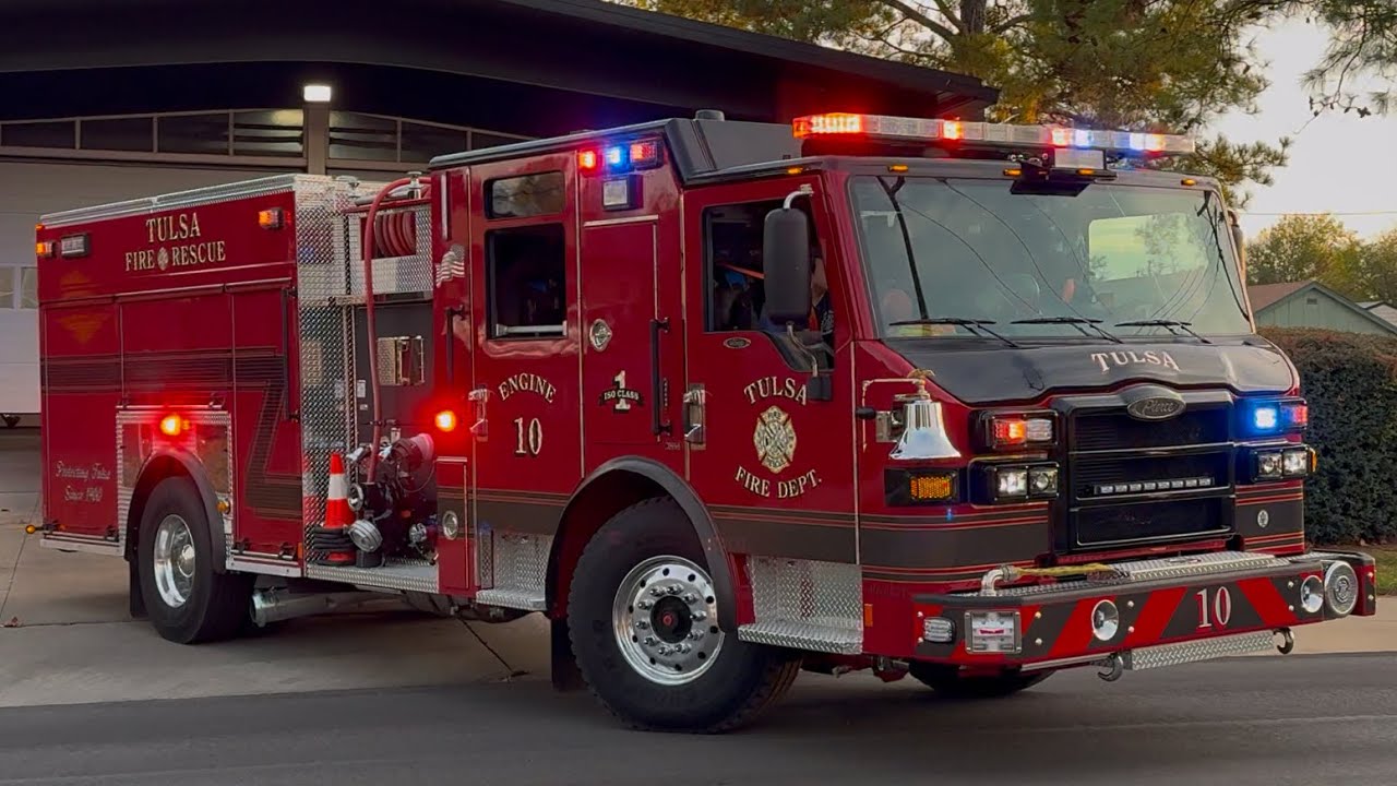 *BRAND NEW FIRST EVER VIDEO* Tulsa Fire Department Engine 10 Responding ...
