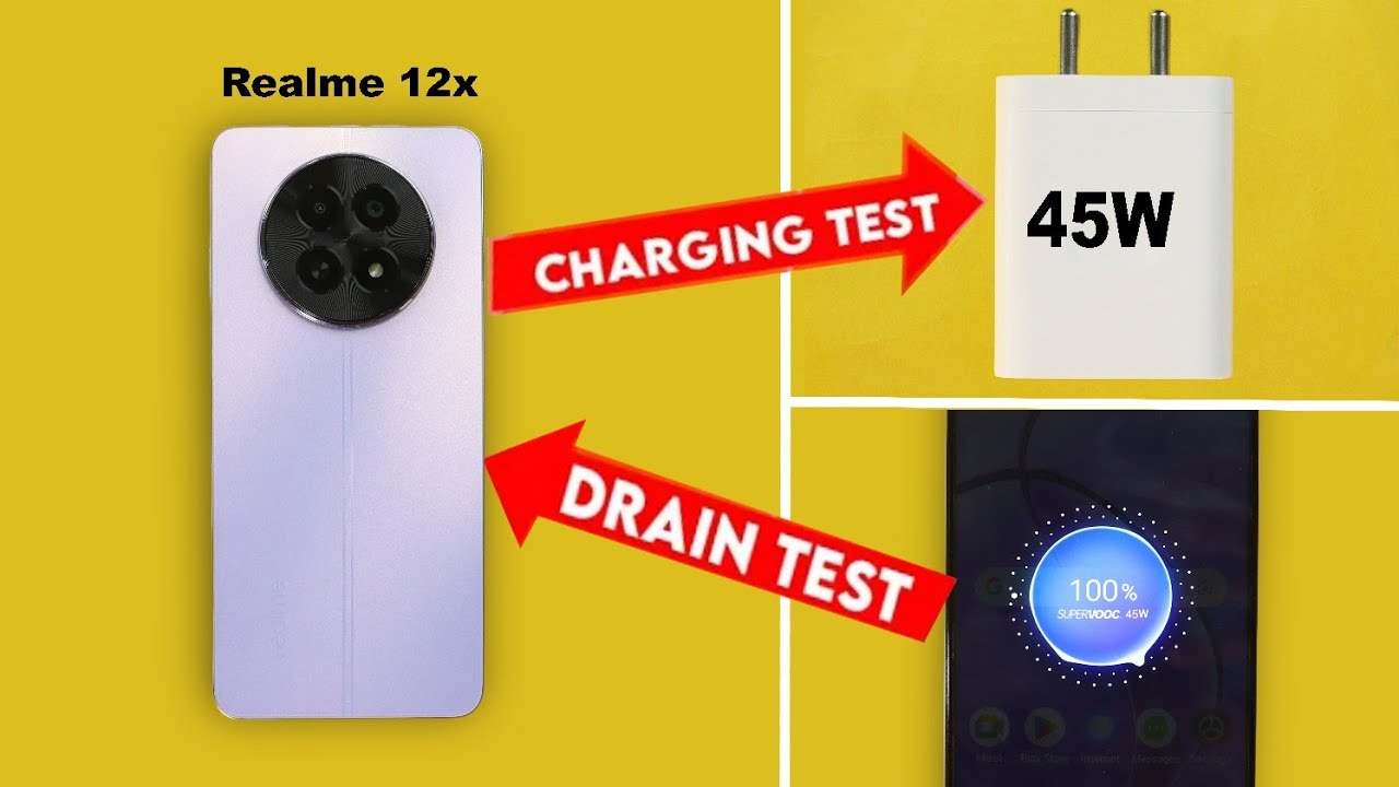 Realme 12x 5G Battery Drain Test 100% to 0% || Realme 12x 5G Charging ...