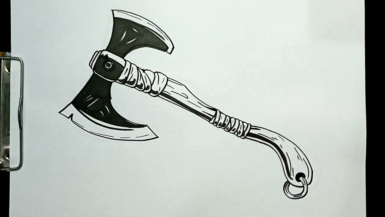 How to Draw BATTLE AXE in Easy Steps - YouTube