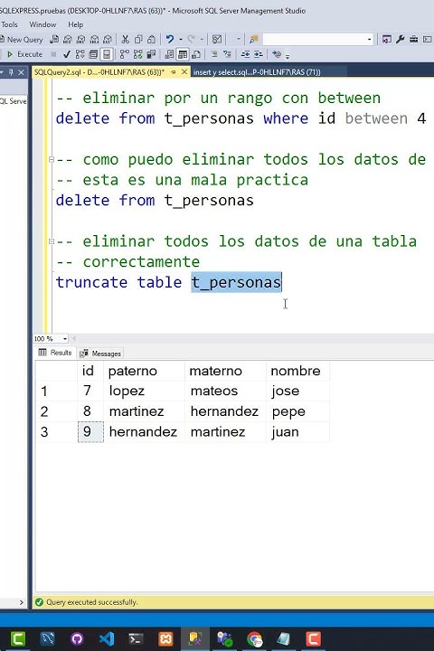 Eliminar Todos Los Datos con Truncate en SQL Server #programacion # ...