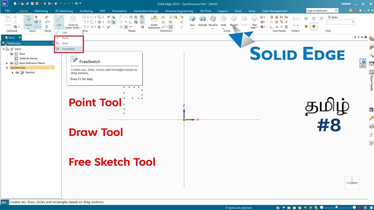 Solid Edge Tutorial Point, Draw, Freesketch Tool Tamil || Part-8 - YouTube
