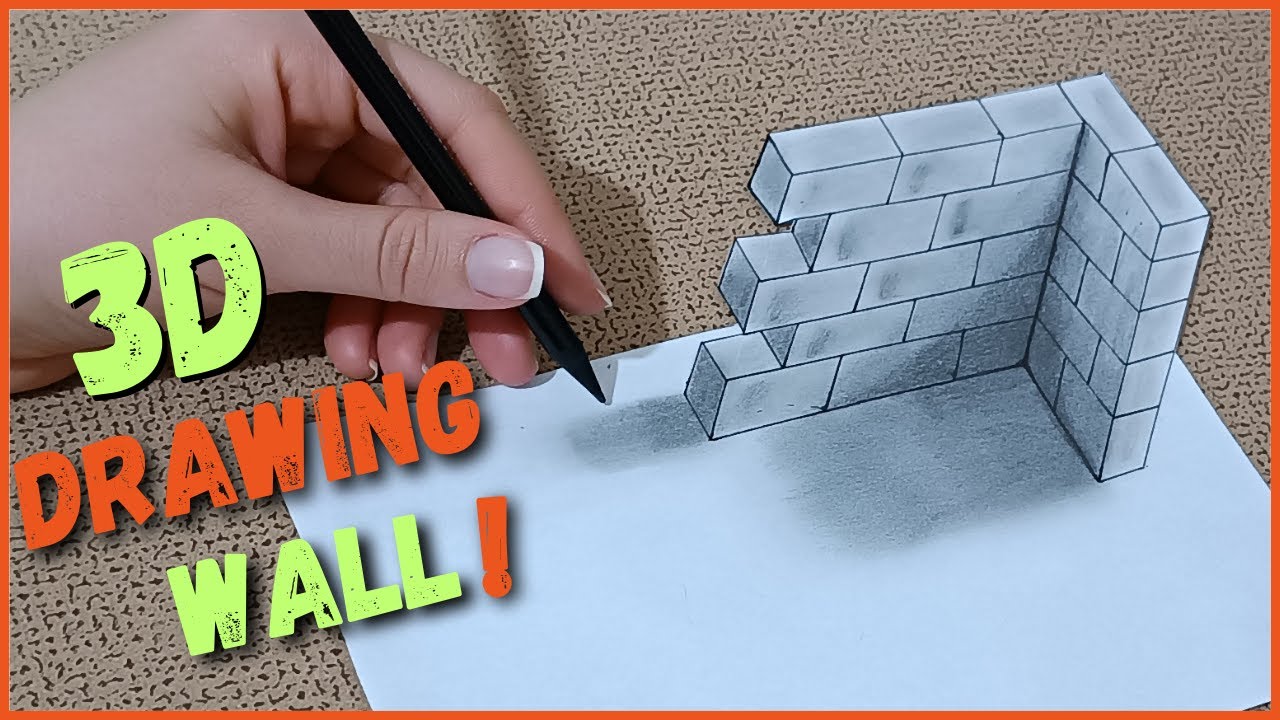 3D drawing wall : 3D drawing wall with charcoal pencil for beginner ...