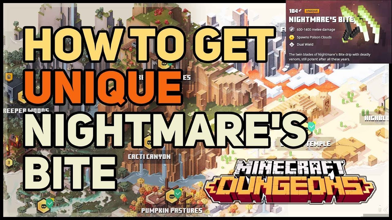 How to get Nightmare's Bite Unique Sickles Minecraft Dungeons - YouTube