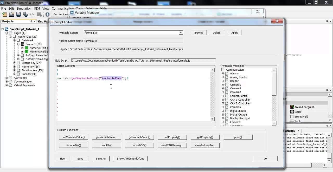 Projektor Tool - JavaScript 2 - First script - YouTube