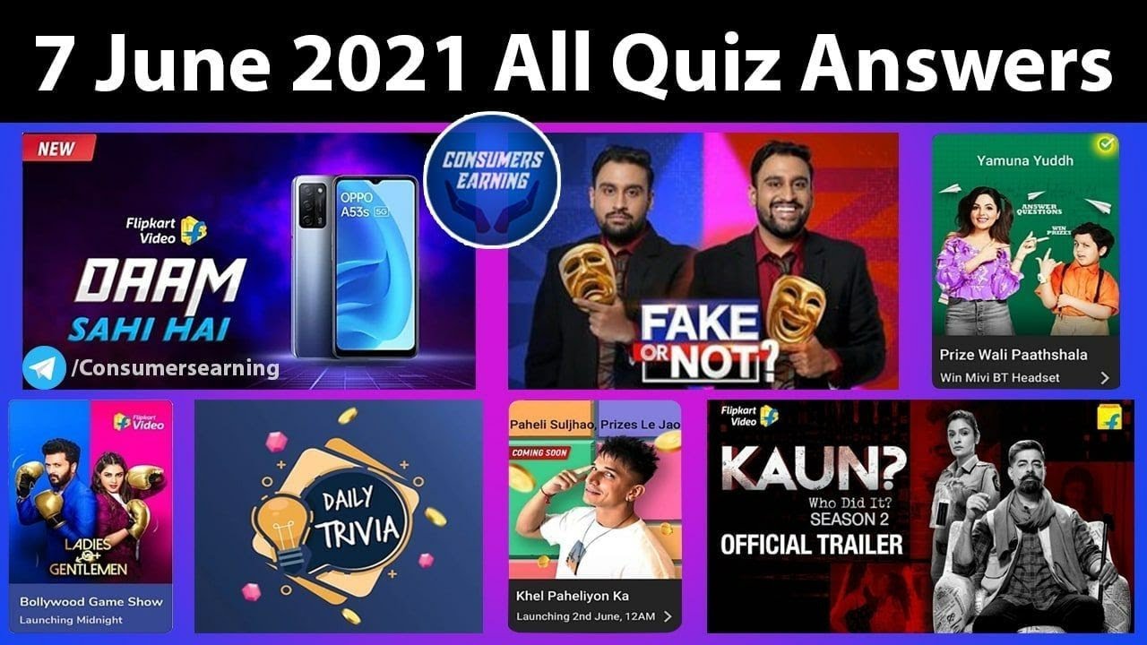 Flipkart Today Quiz Answer 7 june || Flipkart All Video Answer - YouTube