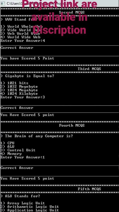 C Programming Quiz Game Mini Project #clanguage#programming #projects#freesourcecode - YouTube