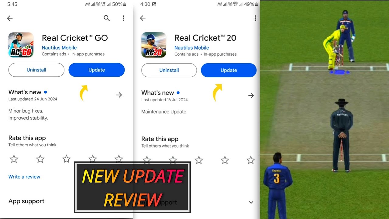 Real Cricket 20 & Real Cricket Go Game New Update Launch Full Review ...