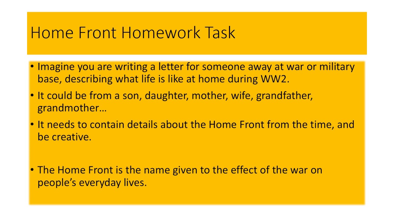 Home Front Homework Task - YouTube